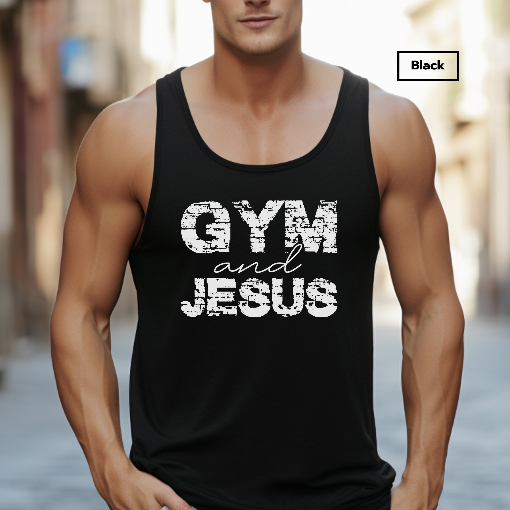 Gym and Jesus Tank Top Christian Workout Shirt Bodybuilding Bro Tank ...