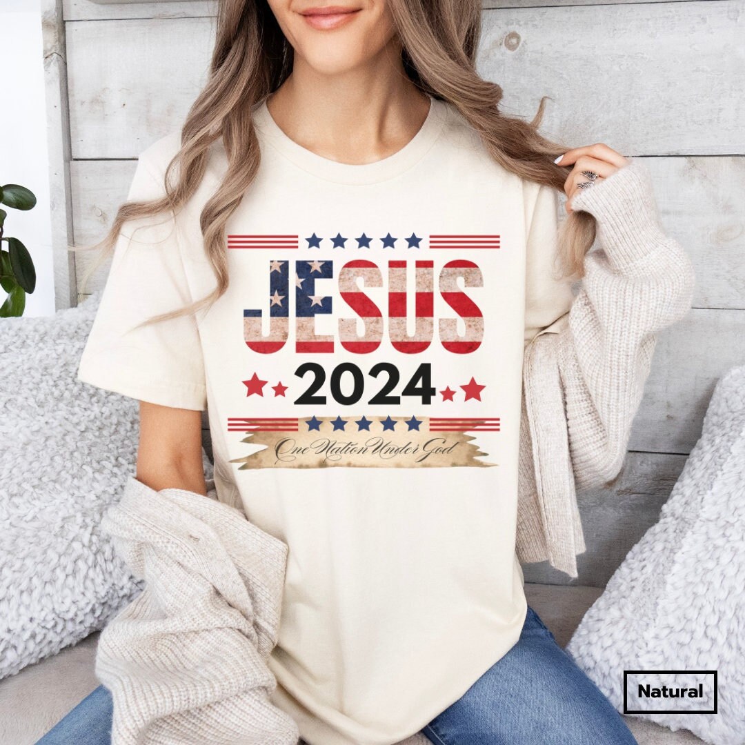 Jesus 2024 in God We Trust Shirt for Men Women American Flag Patriotic ...