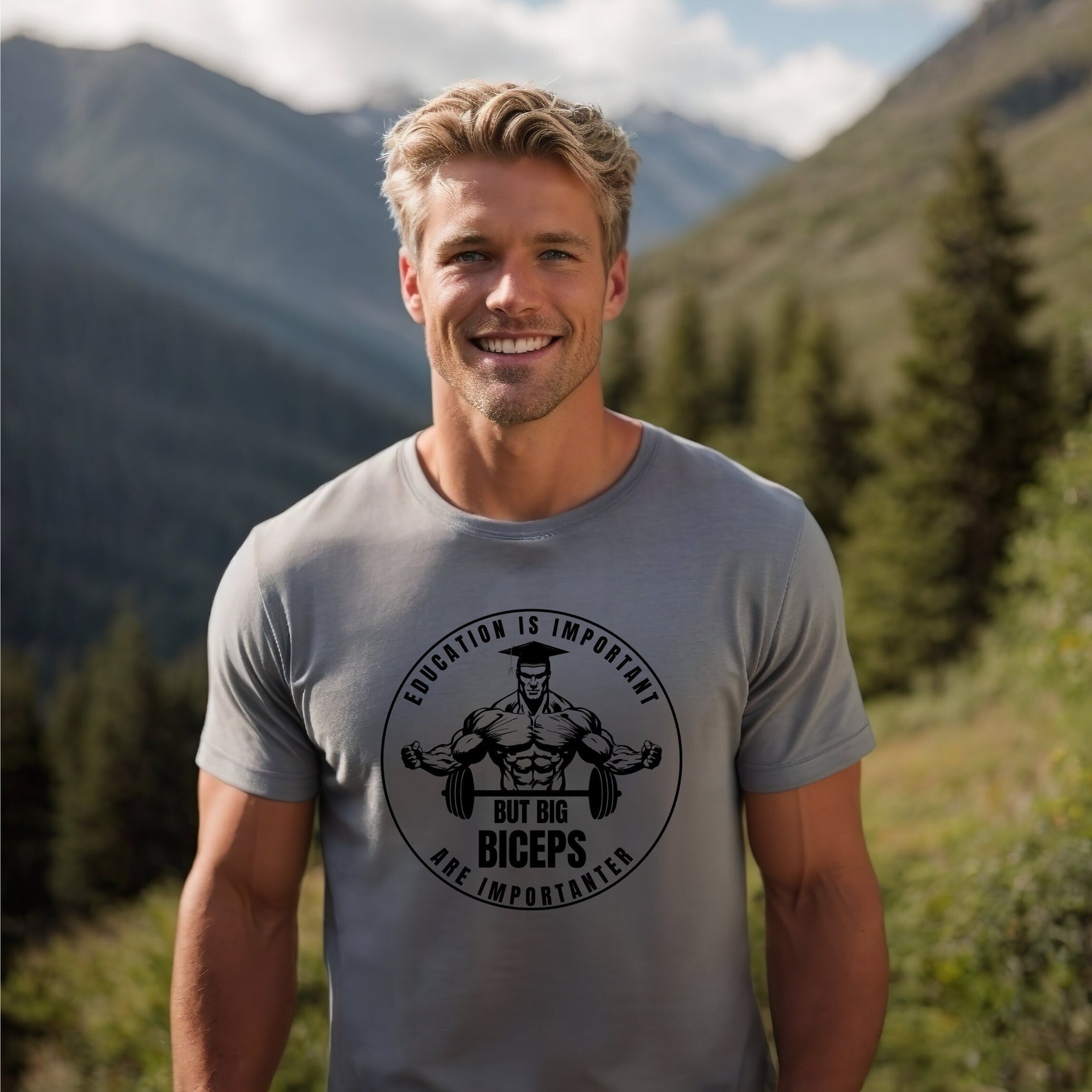Education, but Biceps is Importanter Shirt T-shirt for Workout ...