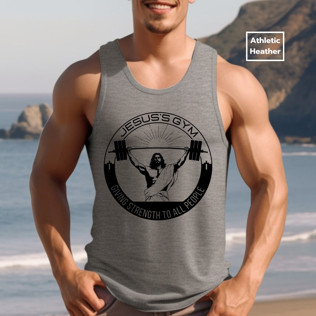 Jesus's Gym Christian Workout Tank Top Funny Gift Gym Bro Tank Jesus ...