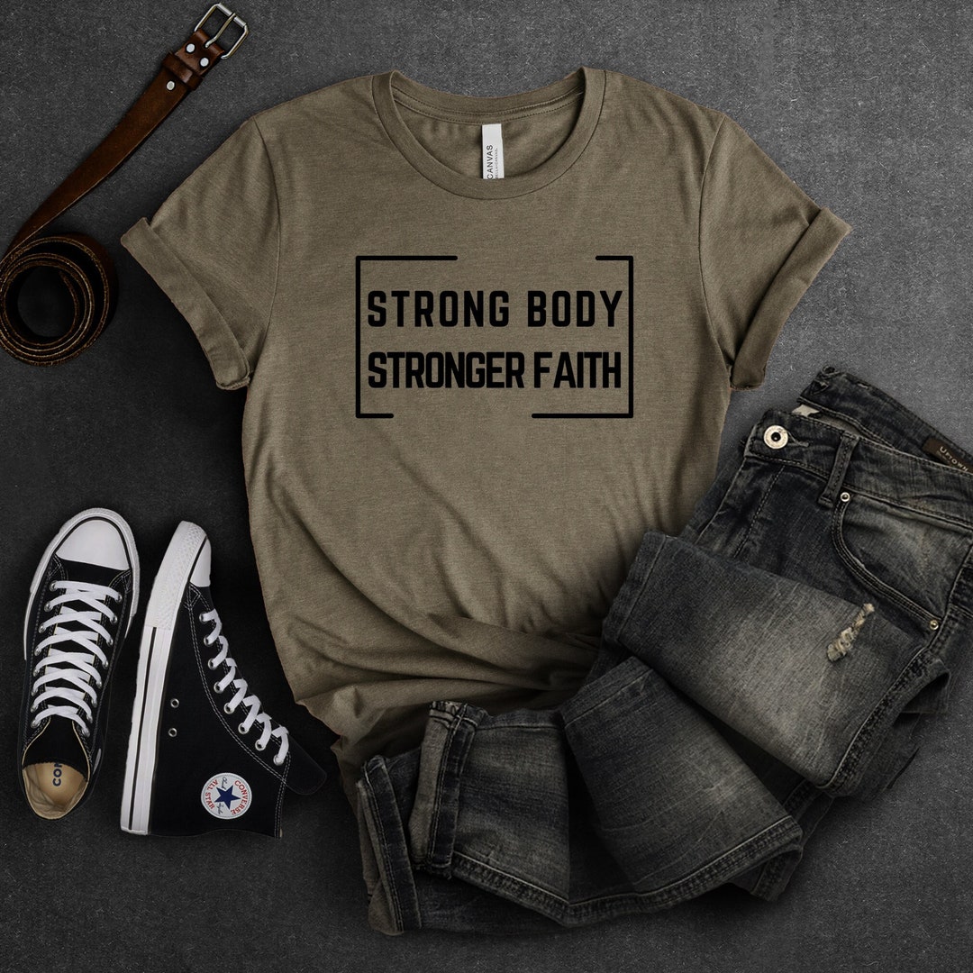 Strong Body Stronger Faith Gym Unisex Christian Workout Shirt for ...