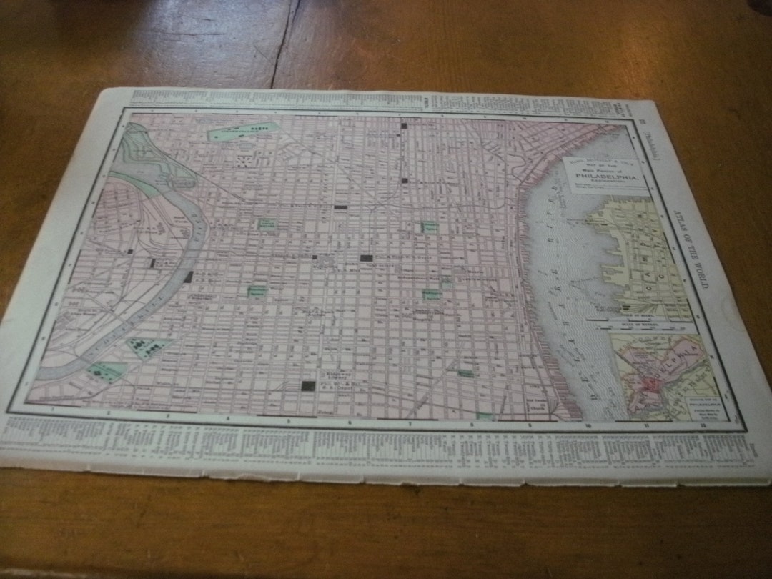 Antique Map of Philadelphia Pennsylvania 11.25 X 14 Rand Mcnally Atlas ...