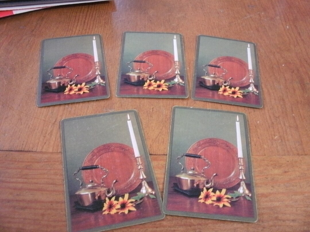 5 Vintage Playing Cards Swap Trade Collect Still Life Photograph Teapot ...