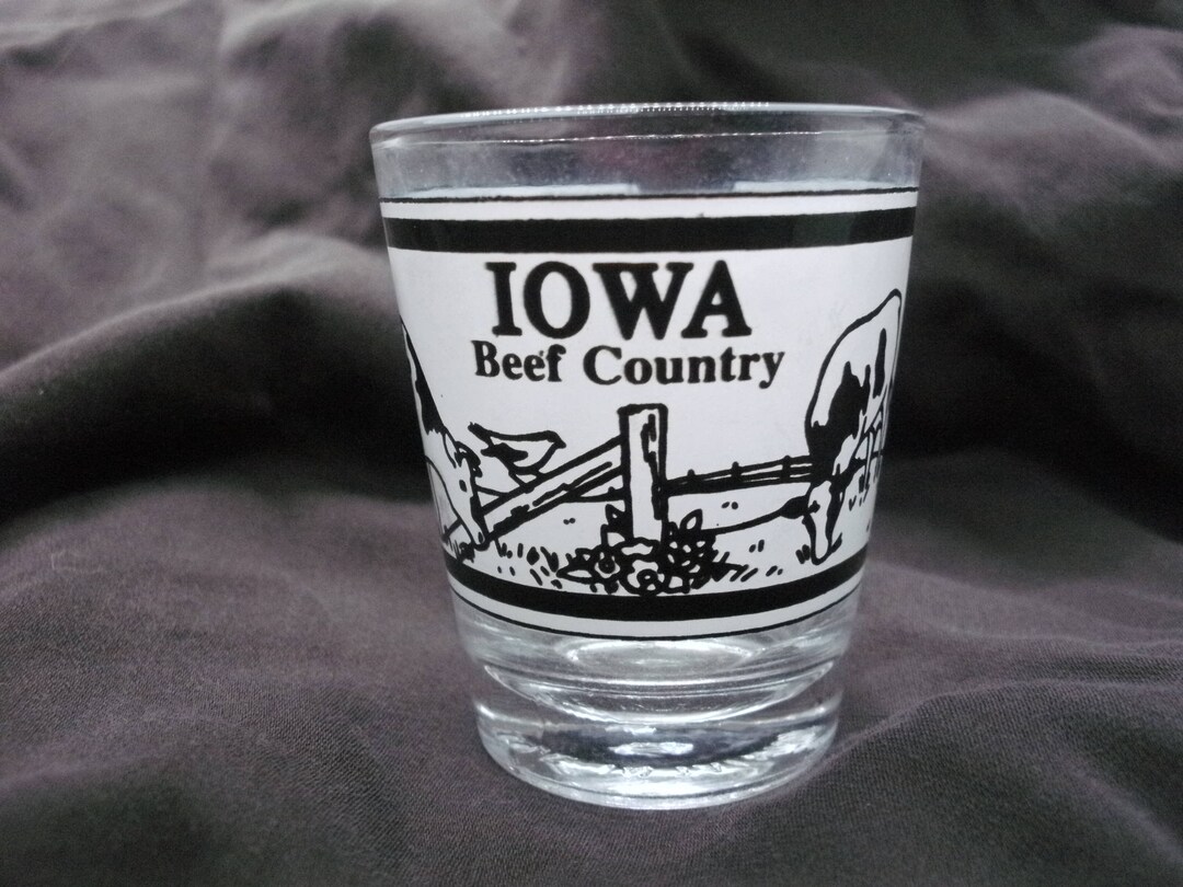 Vintage Souvenir Single Shot Glass Shotglass Iowa Beff Country Black ...