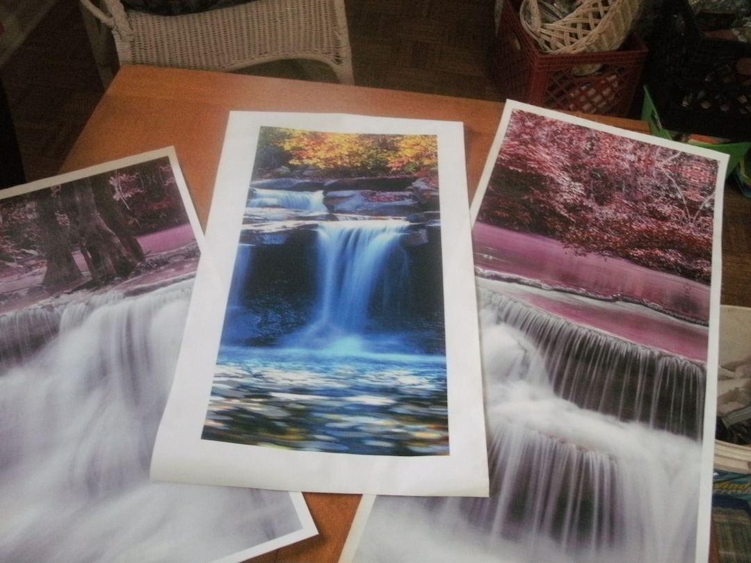 3 Canvas Waterfall Backdrop Diorama for Framing Two Measure 28 and 5/8 ...