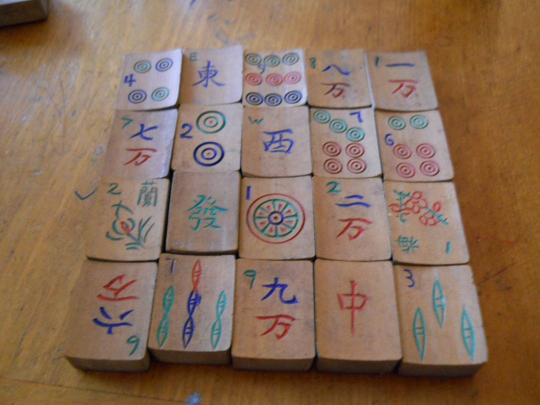2o Antique Circa 1920s Bamboo Wood Mahjong Mah Jongg Tiles 1 X 3/4 ...