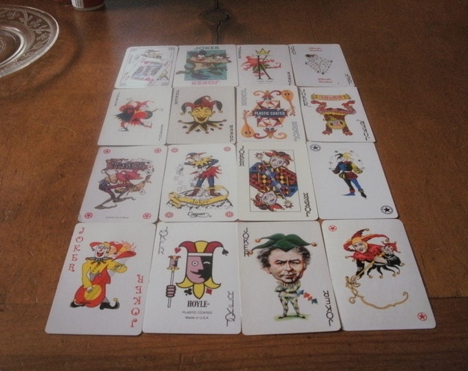 16 Playing Cards Vintage All Different Jokers Trade Swap Collect Craft ...