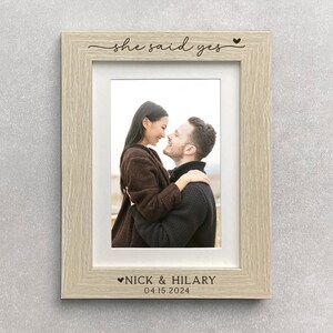 She Said Yes | Personalized Picture Frame | Engagement Photo Frame ...