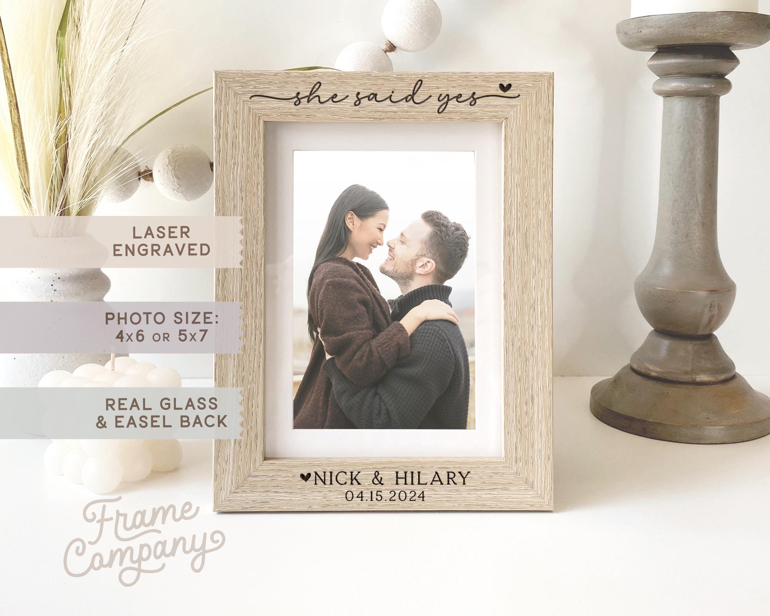 She Said Yes | Personalized Picture Frame | Engagement Photo Frame ...