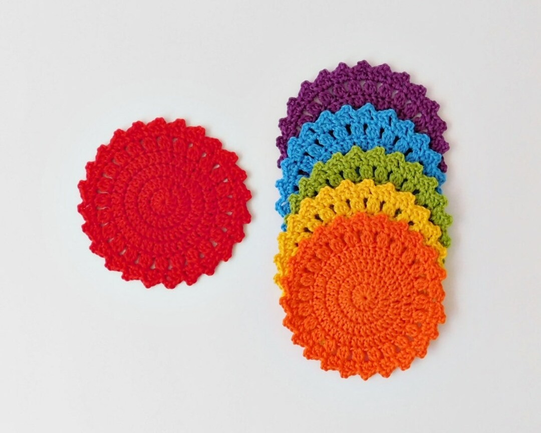 Crochet Coasters, Rainbow Decorations, Drink Coasters, Rainbow Coasters ...