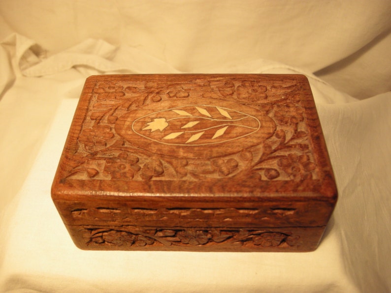 Vintage 1970's Handmade Hand Carved Wooden Jewelry Box | Etsy