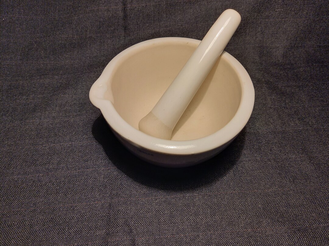 Vintage Laboratory Porcelain Mortar With Pestle,,isolab'' - GERMANY - Etsy