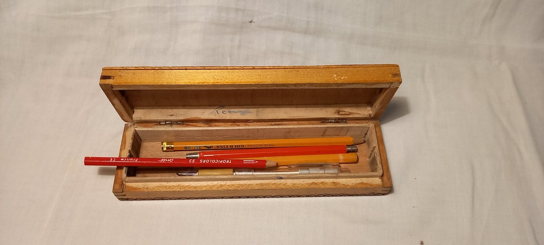 Vintage 1960's Handmade Wooden School Pencil Box - Etsy