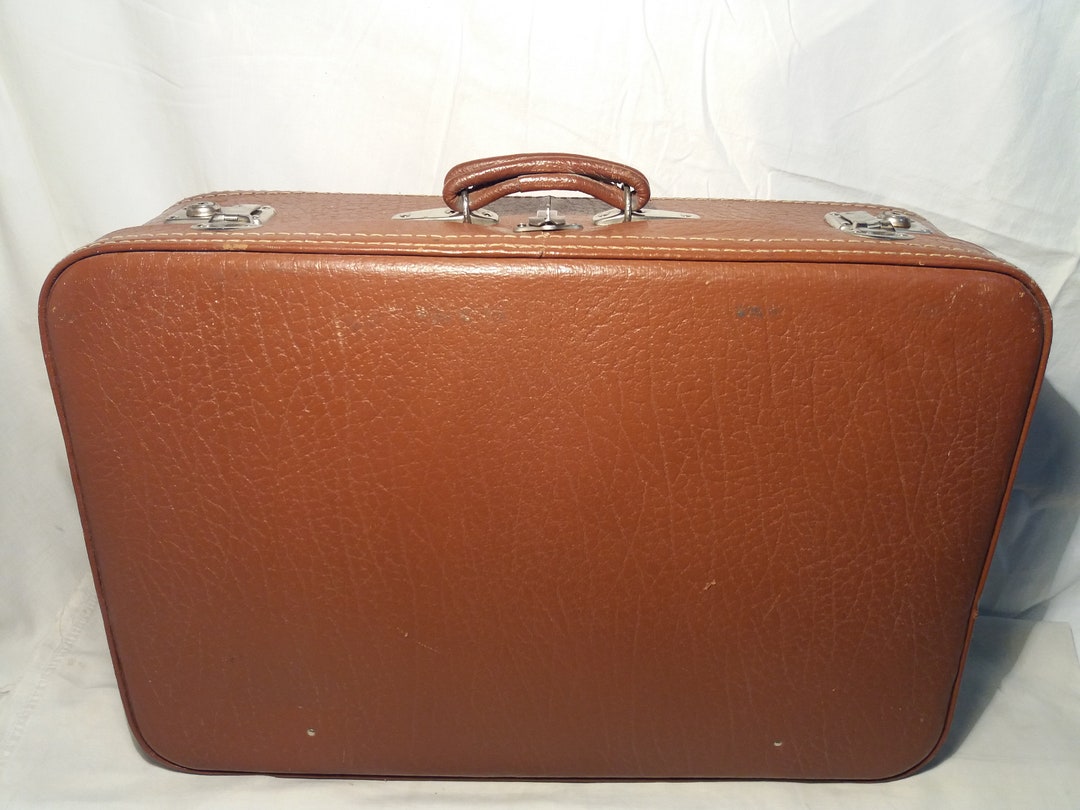 Valise vintage en cuir marron des années 1960 - Etsy France