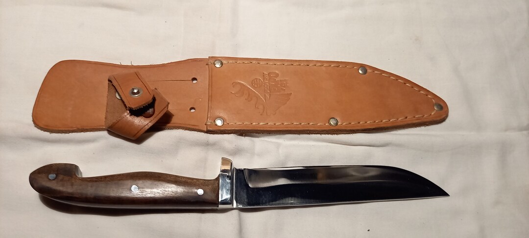Vintage Handmade Hunting Knife With Leather Scabbard - NEW - Etsy