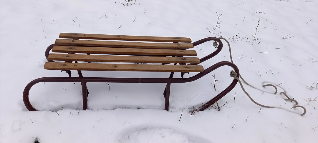 Vintage Handmade Wood & Metal Foldable Sled - Etsy