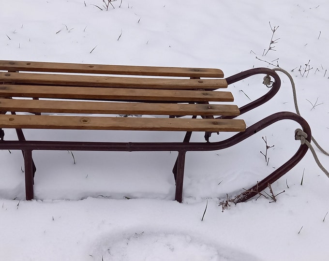 Vintage Handmade Wood & Metal Foldable Sled - Etsy