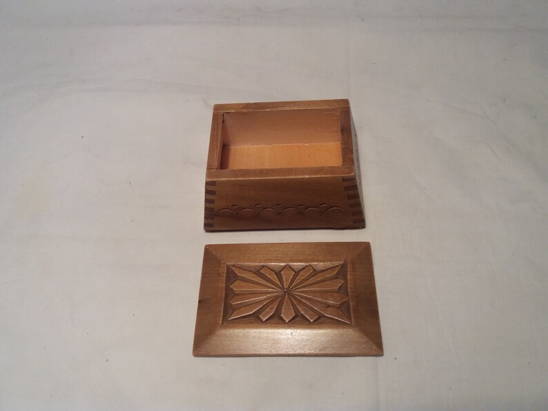 Vintage 1970's Handmade Hand Carved Wooden Jewelry Box | Etsy