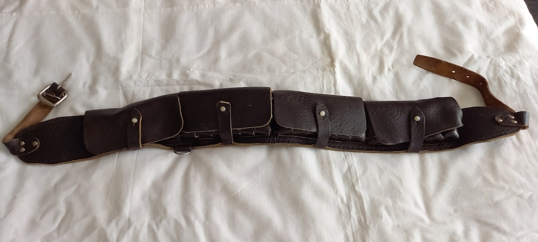 Vintage Handmade Dark Brown Leather Hunting Bandolier - Etsy Australia