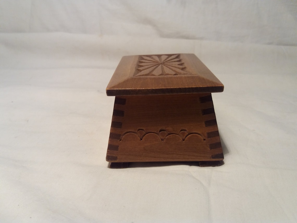 Vintage 1970's Handmade Hand Carved Wooden Jewelry Box | Etsy