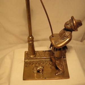 Vintage Bronze Sculpture ,,lamplighter With Dog'' - Etsy