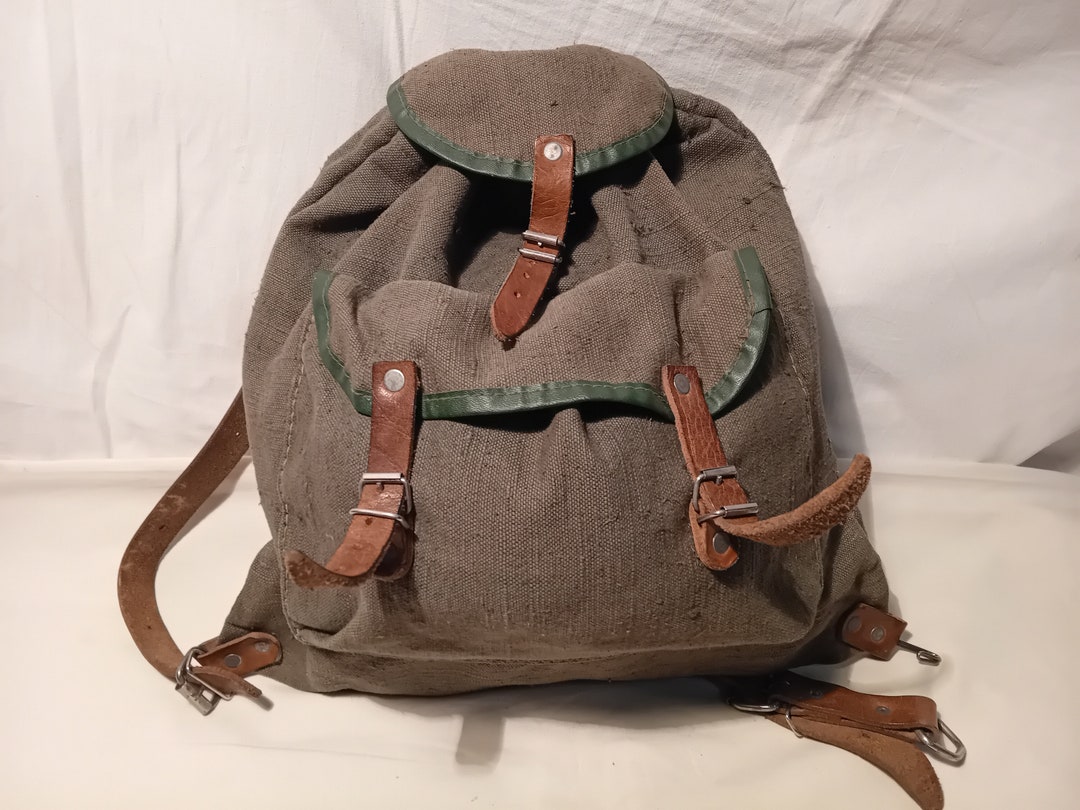 Vintage Military Green Canvas Backpack Medium Size - Etsy