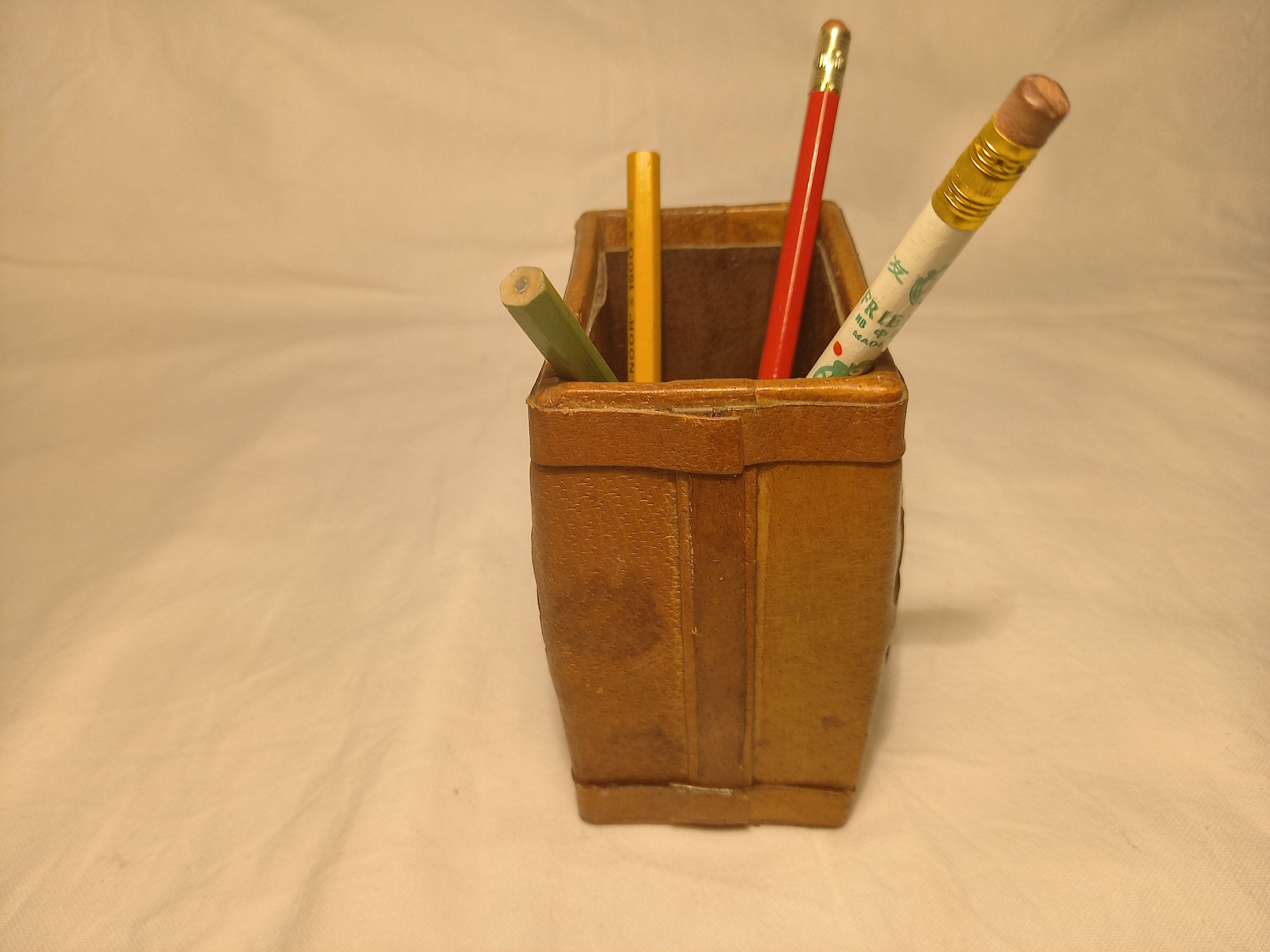 Vintage 1980's Handmade Brown Leather Pencil Box NEW - Etsy UK