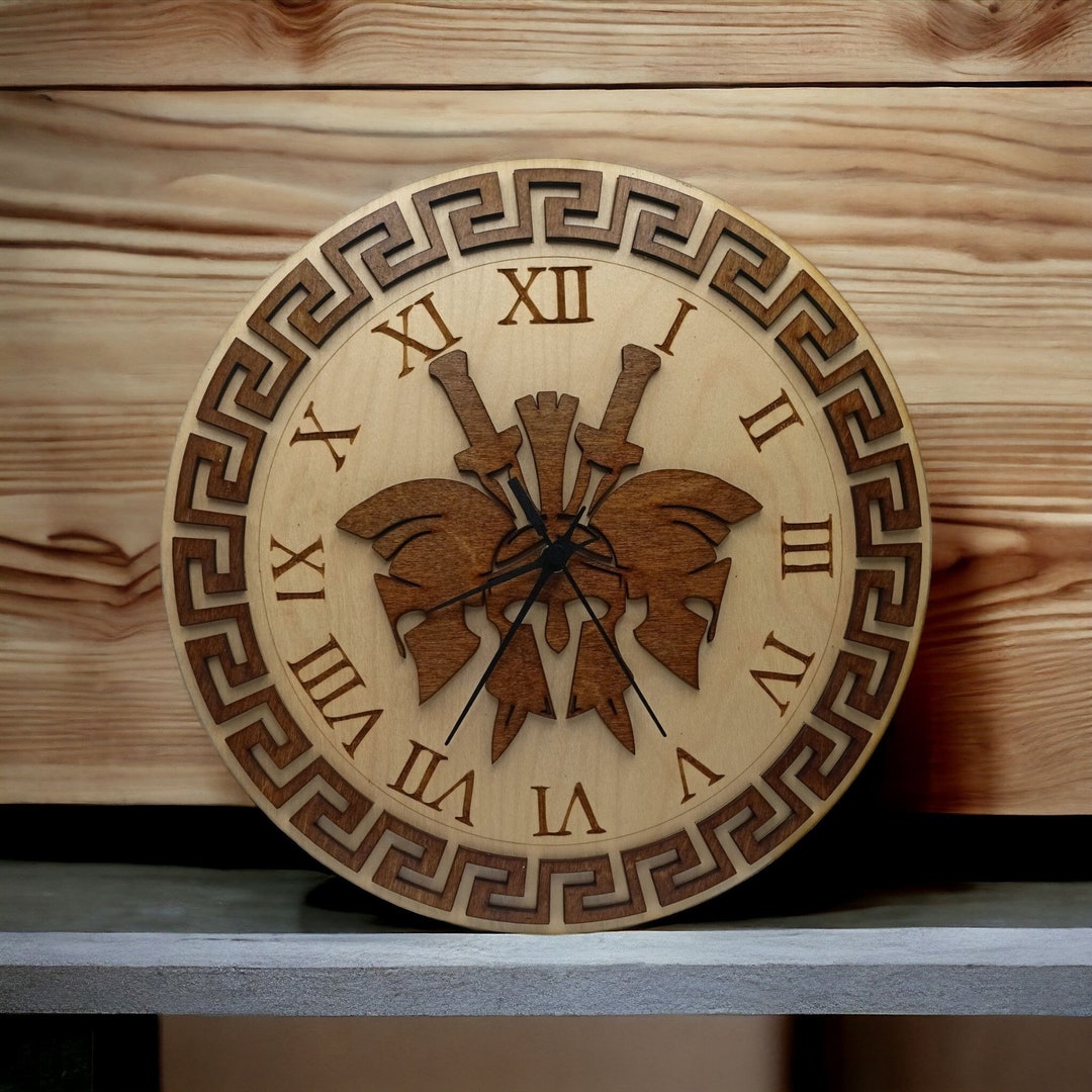 3 Spartan Helmets Clock for Wall,greek Art,greek Decor - Etsy