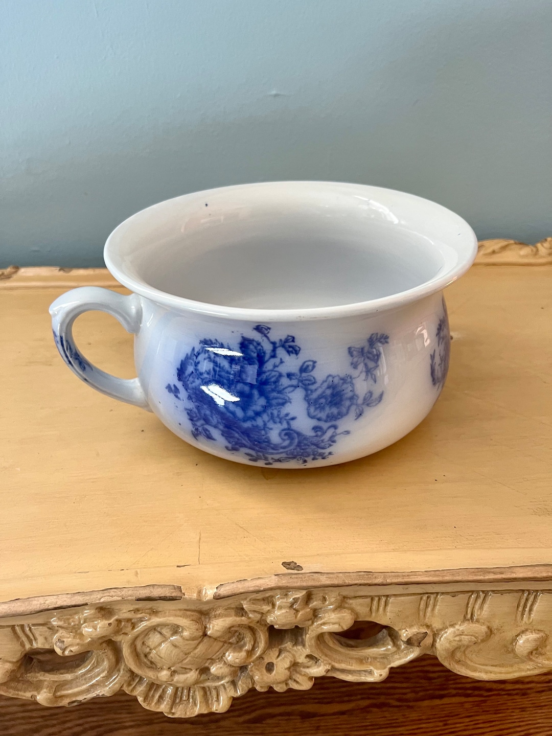 Victorian Flow Blue Porcelain Chamber Pot - Etsy