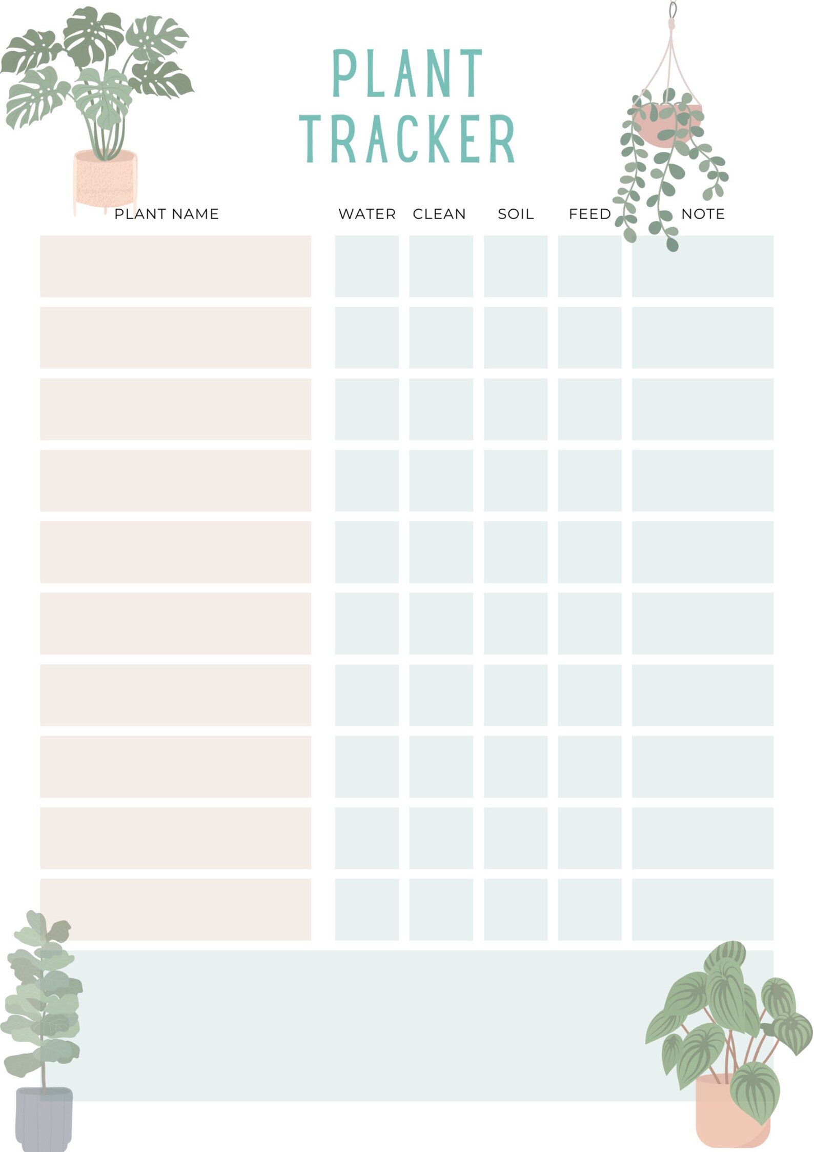 Printable Plant Tracker, Digital Download - Etsy