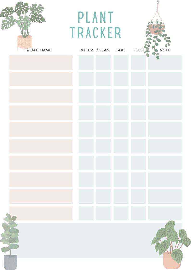 Printable Plant Tracker, Digital Download - Etsy