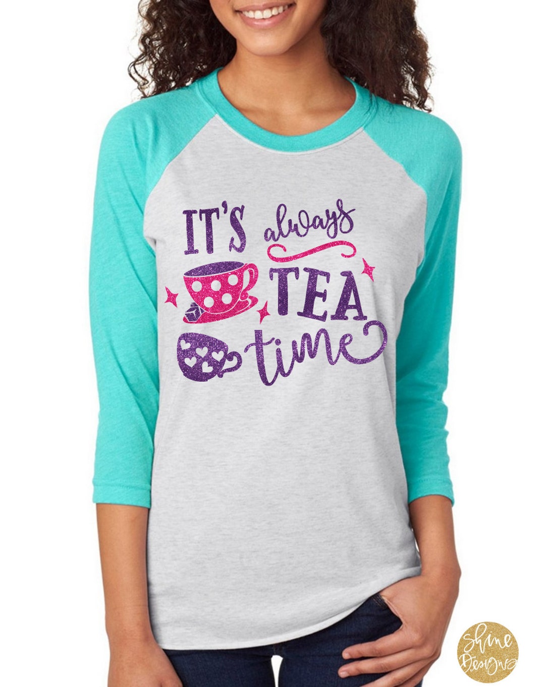 It's Always Tea Time - Alice in Wonderland Glitter Shirt - Etsy
