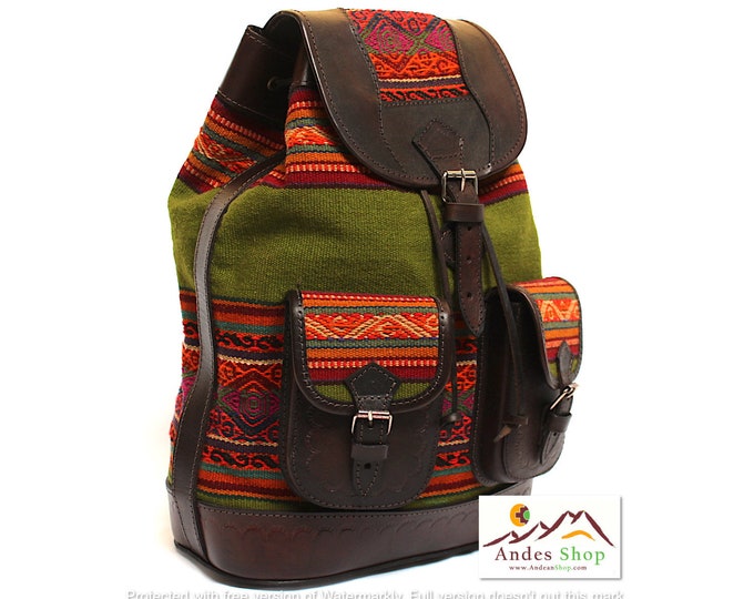 Backpack With Leather for Kids/andean Handmade Aguayo Backpack/mochila ...