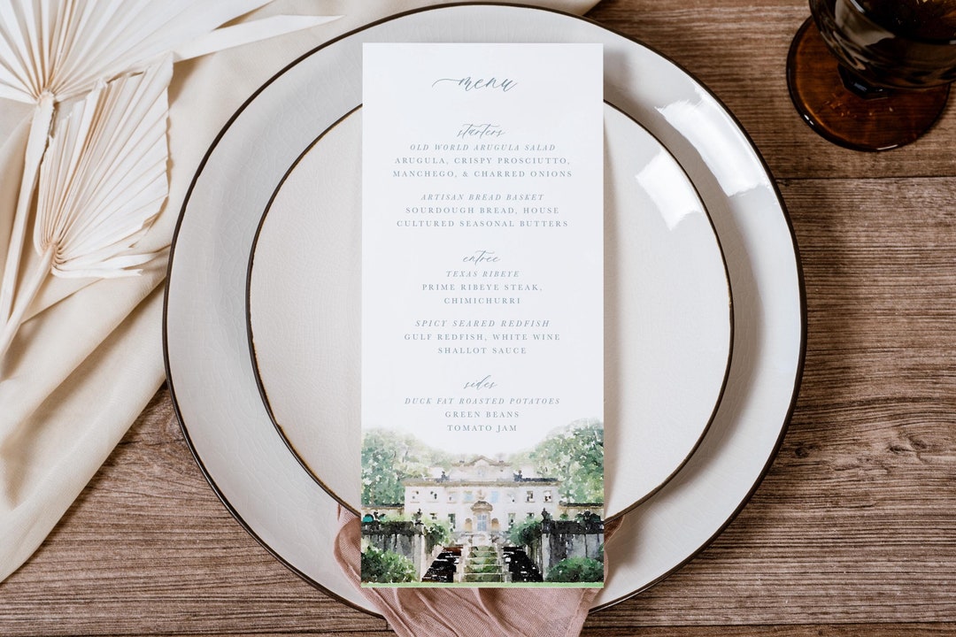 Custom Watercolor Wedding Menu, Wedding Menu Card, Printed Menu Card ...