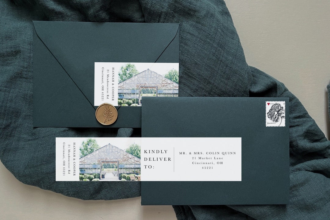 Custom Venue Envelope Address Wrap, Envelope Address Label, Wedding ...