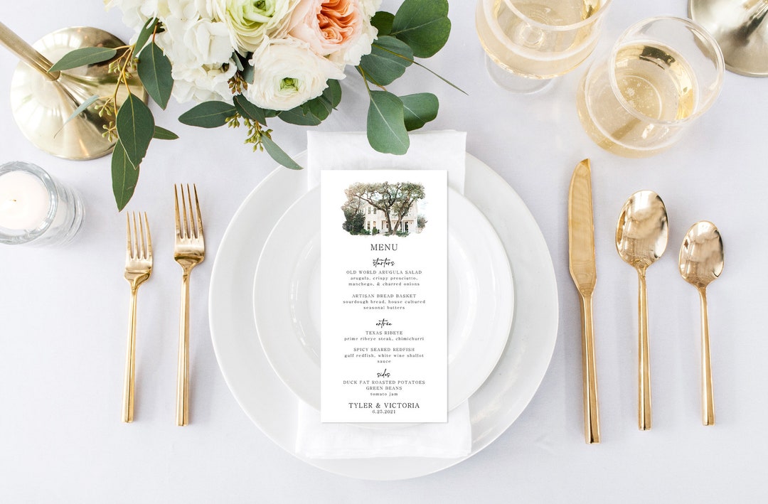 Wedding Menu, Printable Menu, Watercolor Wedding Dinner Menu, Custom ...