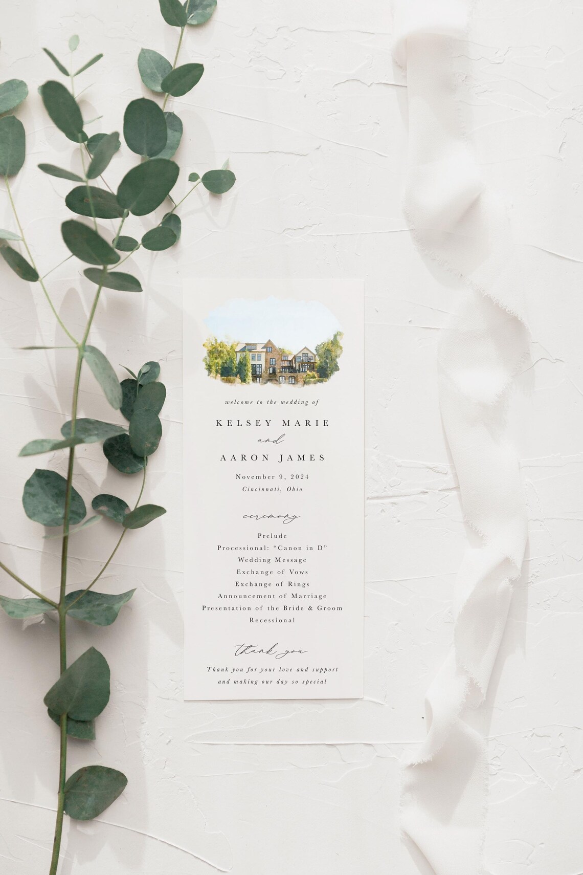 Custom Wedding Program, Watercolor Wedding Program, Printed Wedding ...