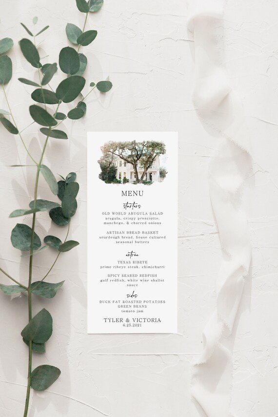 Wedding Menu Printable Menu Watercolor Wedding Dinner Menu - Etsy