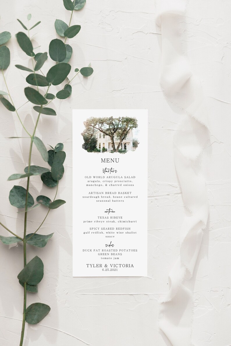 Wedding Menu Printable Menu Watercolor Wedding Dinner Menu - Etsy