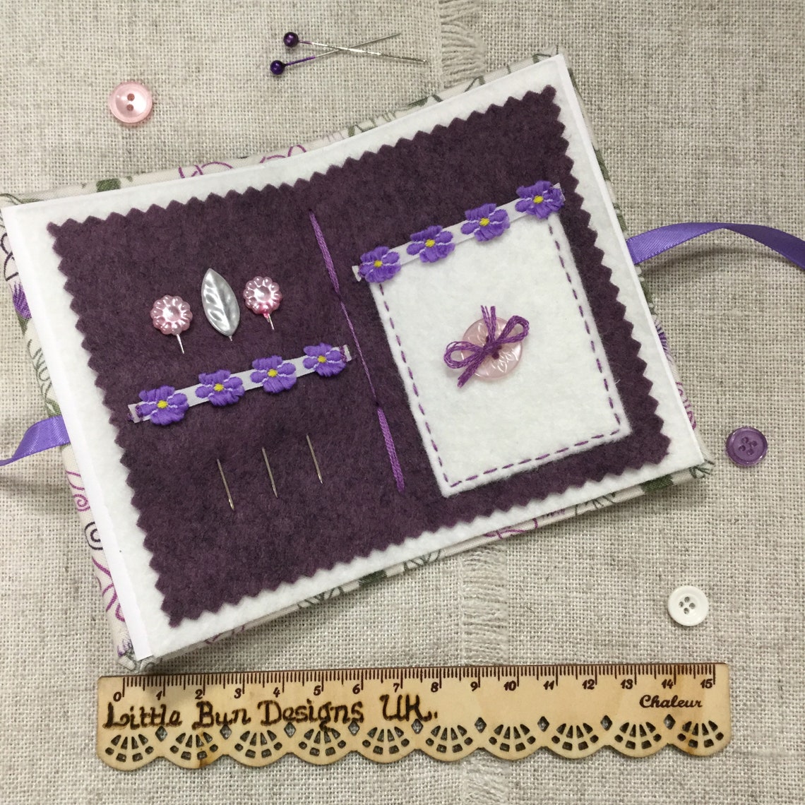 Handmade Needle Case With Scissor Pocket / Lilac Thistle - Etsy
