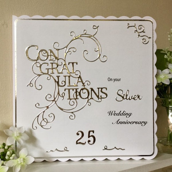 Silver Wedding Anniversary Cards - Etsy