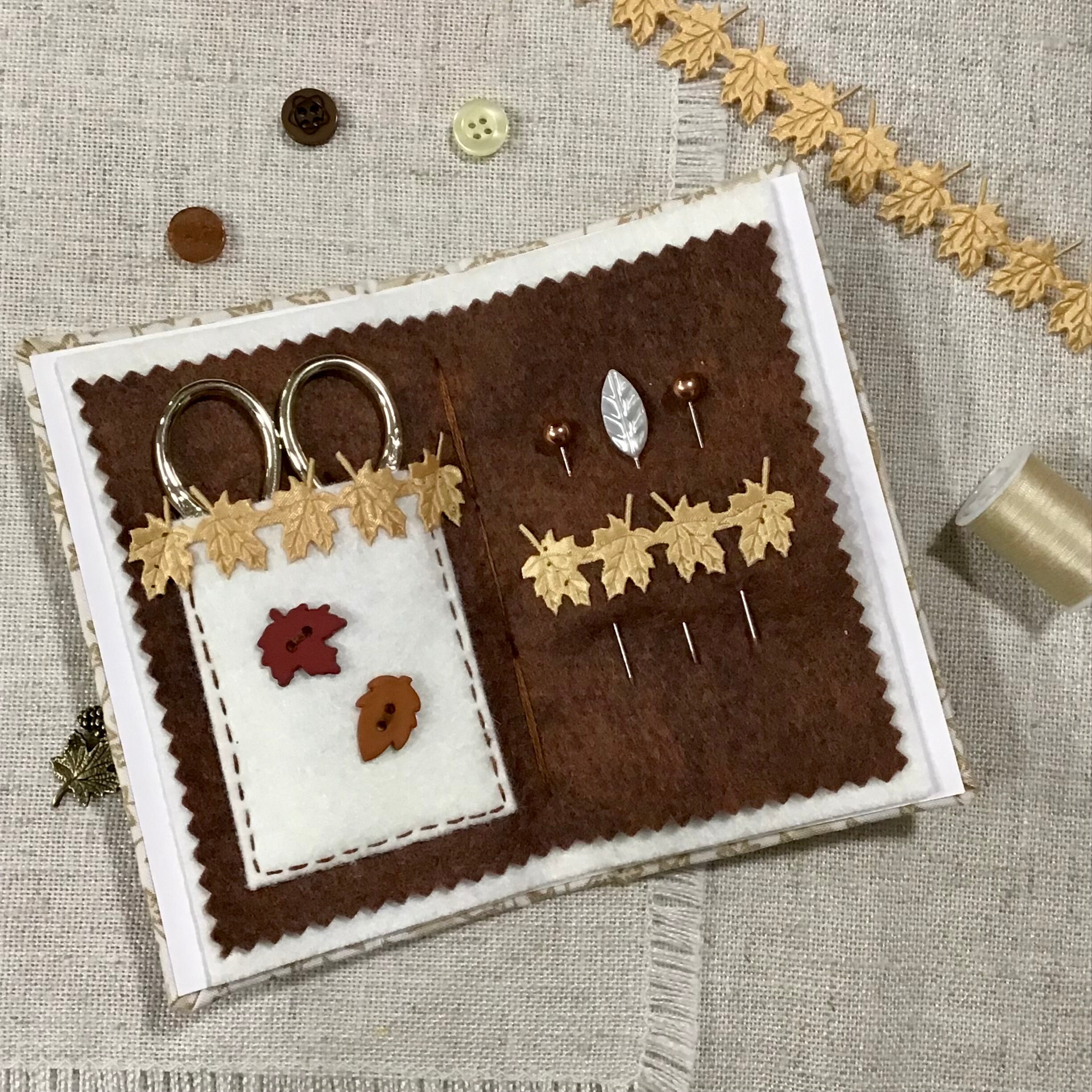 Woodland Needle Case With Scissor Pocket / Handmade Needle Book - Etsy