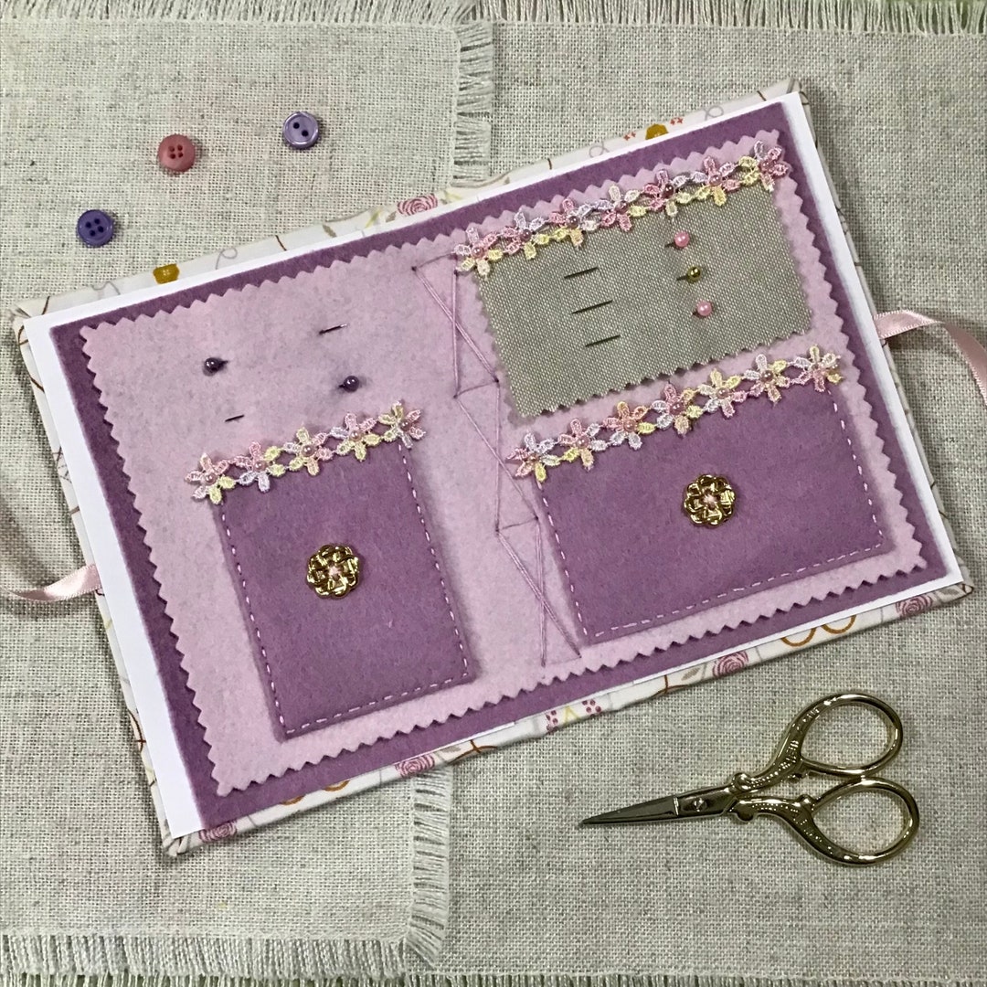 Large Needle Case With Scissor Pocket / Handmade Needle Book / Sewing ...
