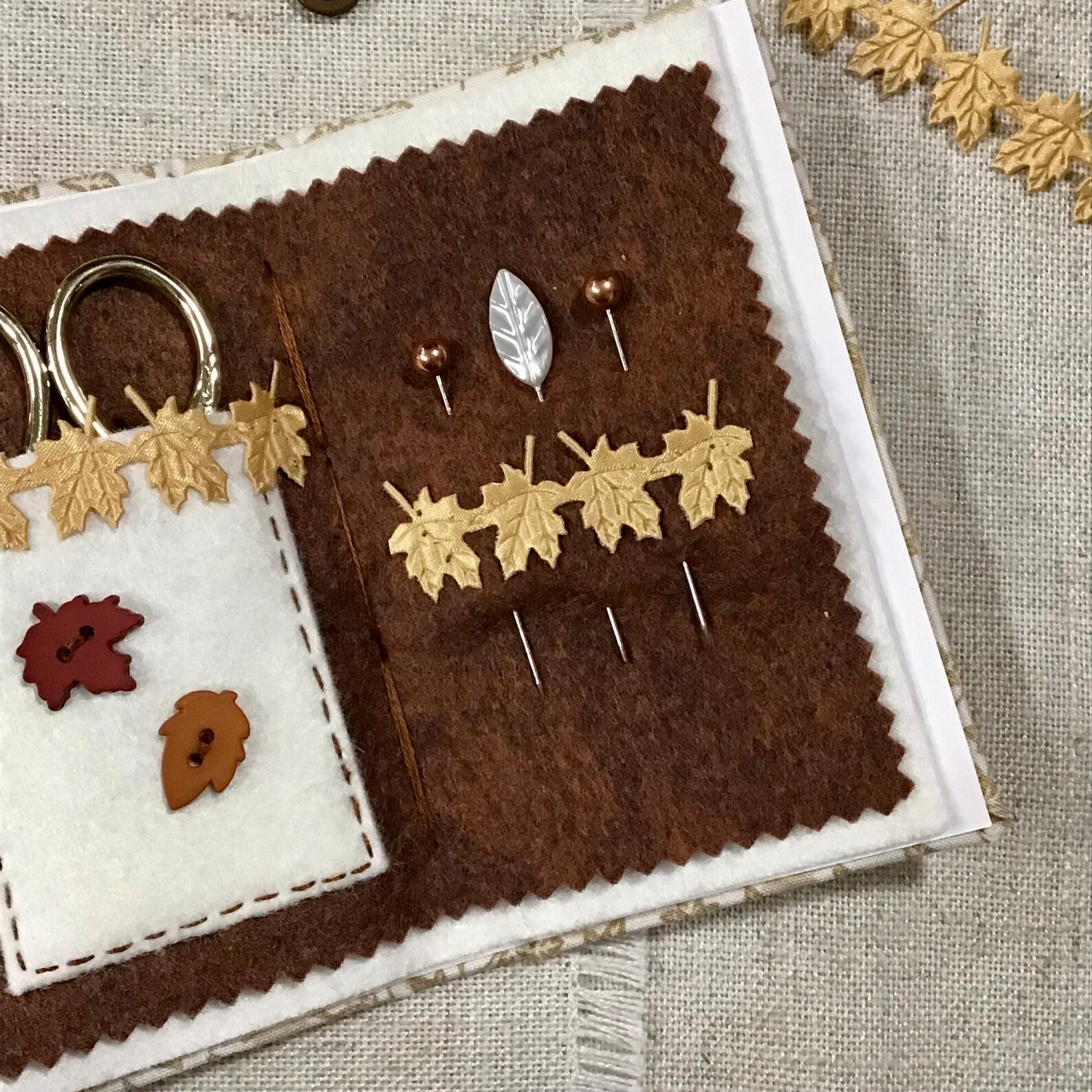Woodland Needle Case With Scissor Pocket / Handmade Needle Book - Etsy