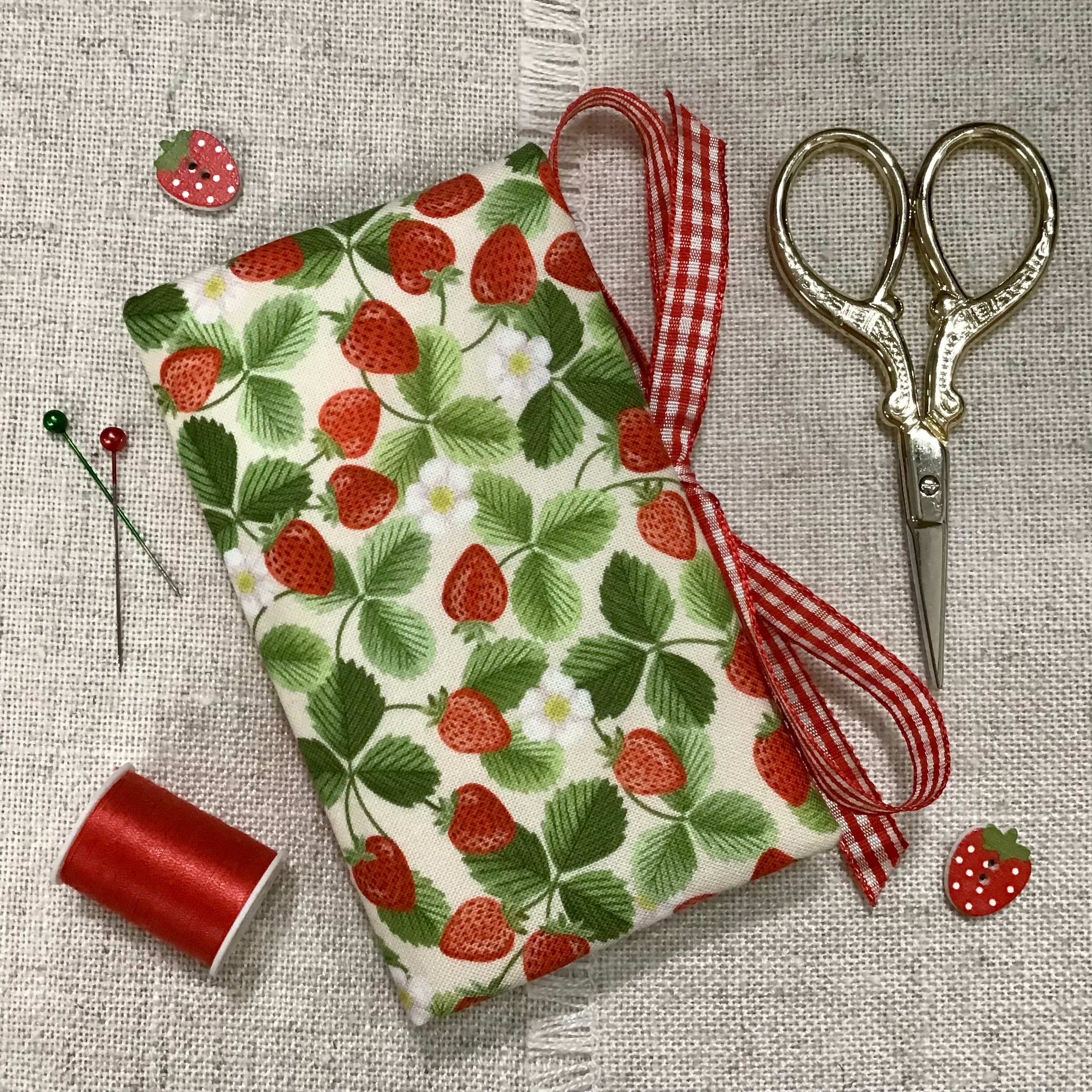 Strawberry Needle Case With Scissor Pocket / Handmade Needle Book - Etsy