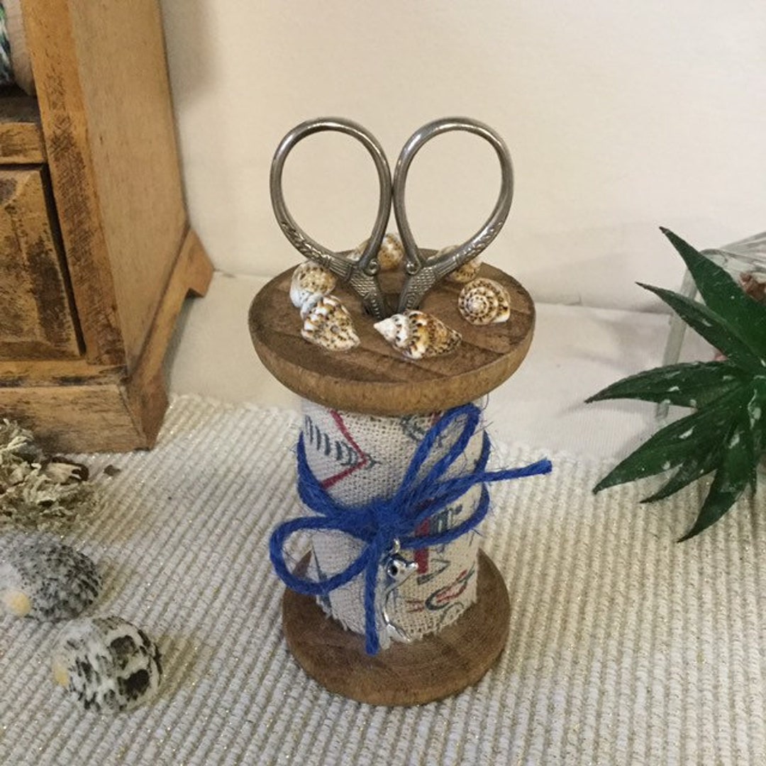 Nautical Scissor Holder / Vintage Wooden Cotton Reel - Etsy