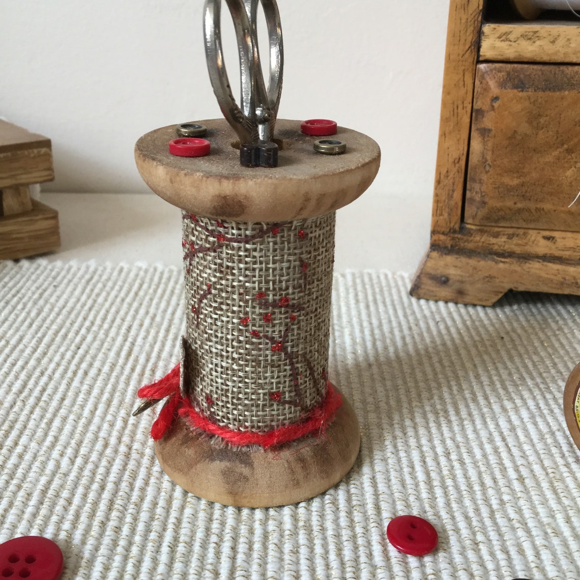 Cotton Reel Scissor Holder With Scissors / Autumn Inspired Design - Etsy