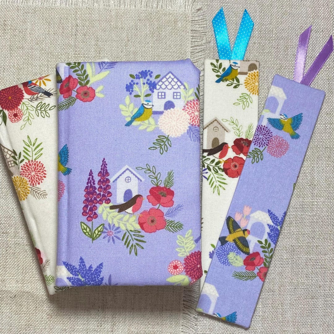 Garden Birds Notebook / A6 Fabric Notebook / Address Book / Sketchbook ...