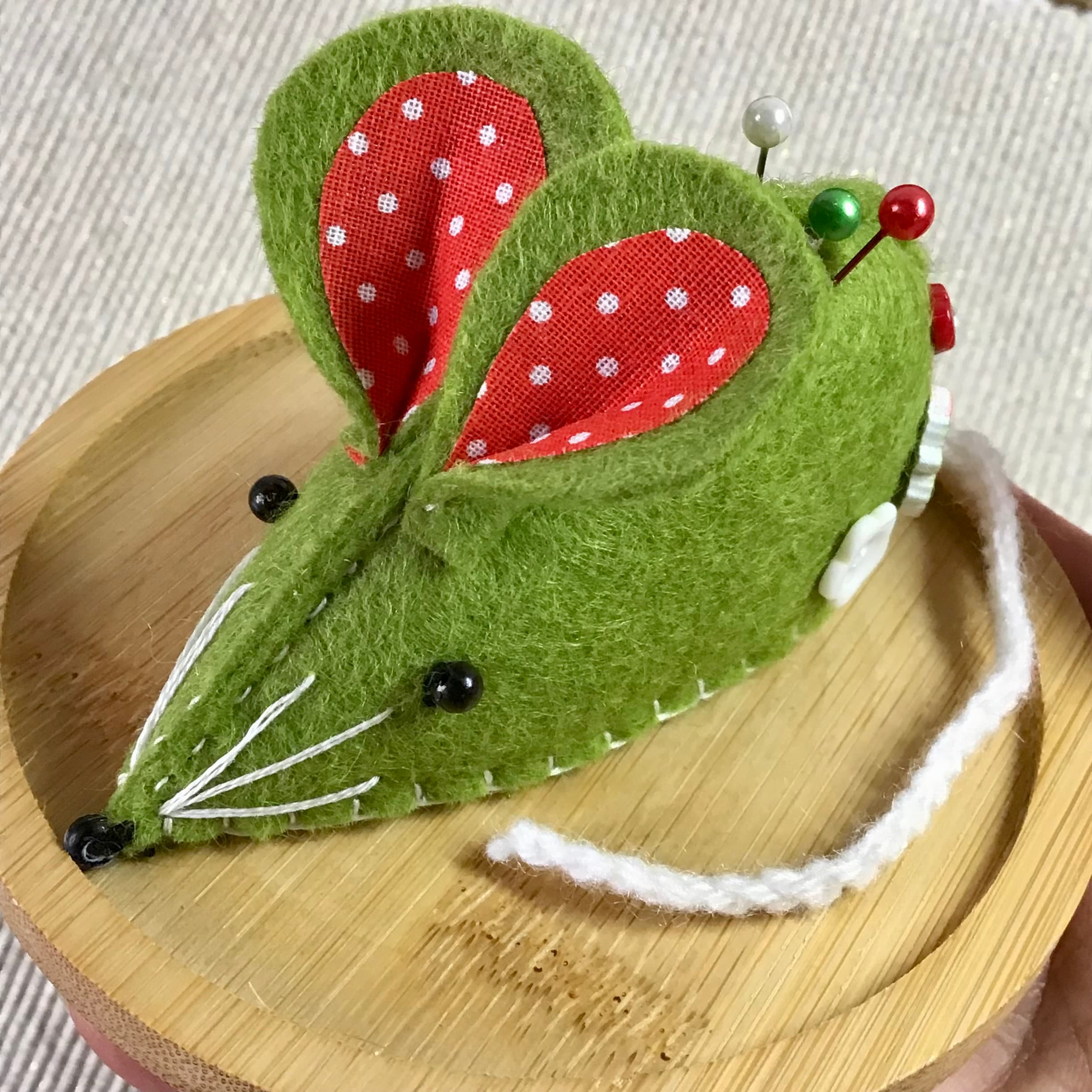 Strawberry Mouse Pincushion / Hand Sewn Felt Mouse + Matching Tape ...