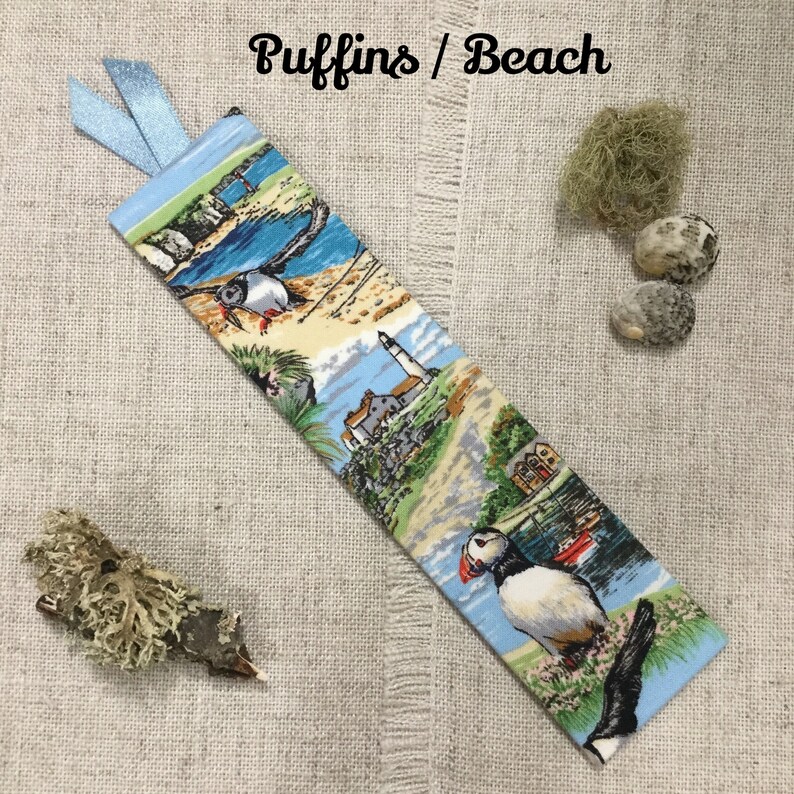 Seashore Bookmarks / Handmade Bookmarks / Fabric Covered | Etsy